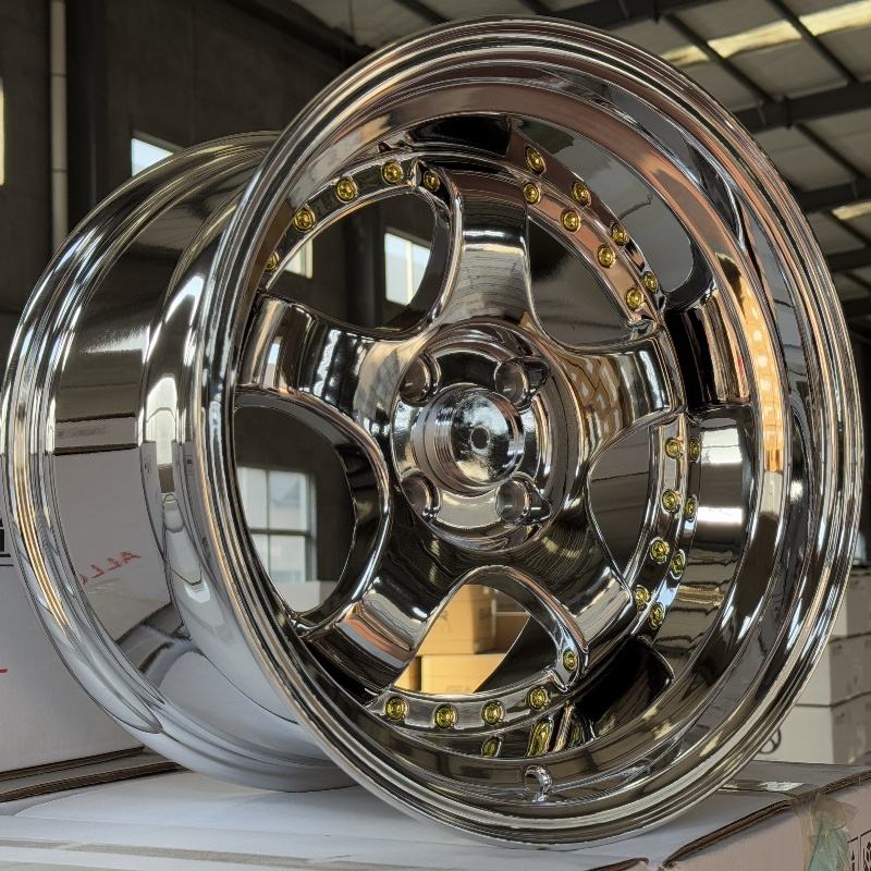 R16 16inch Alloy Deep Dish Gold Rivet Inner Wheels Rims 4x100