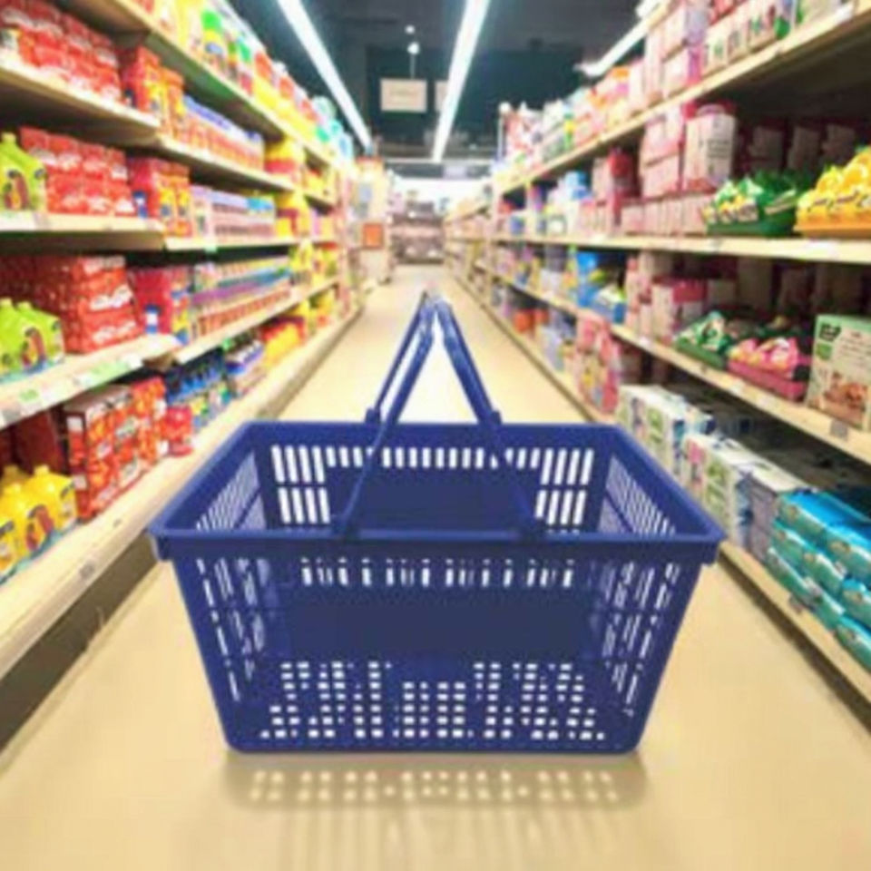 Supermarket Grocery Store Plastic Shopping Basket with Handles| Alibaba.com