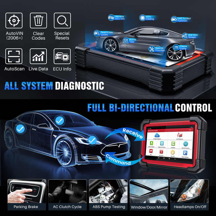 X431 CRP919E BT Launch Bi-directional Control Scan Tool OBD2 Scanner ...