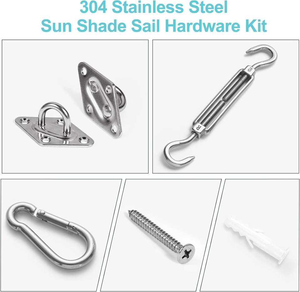 Shade Sail Hardware Kit Sun Shade Sail Installation 304 Grade Stainless ...