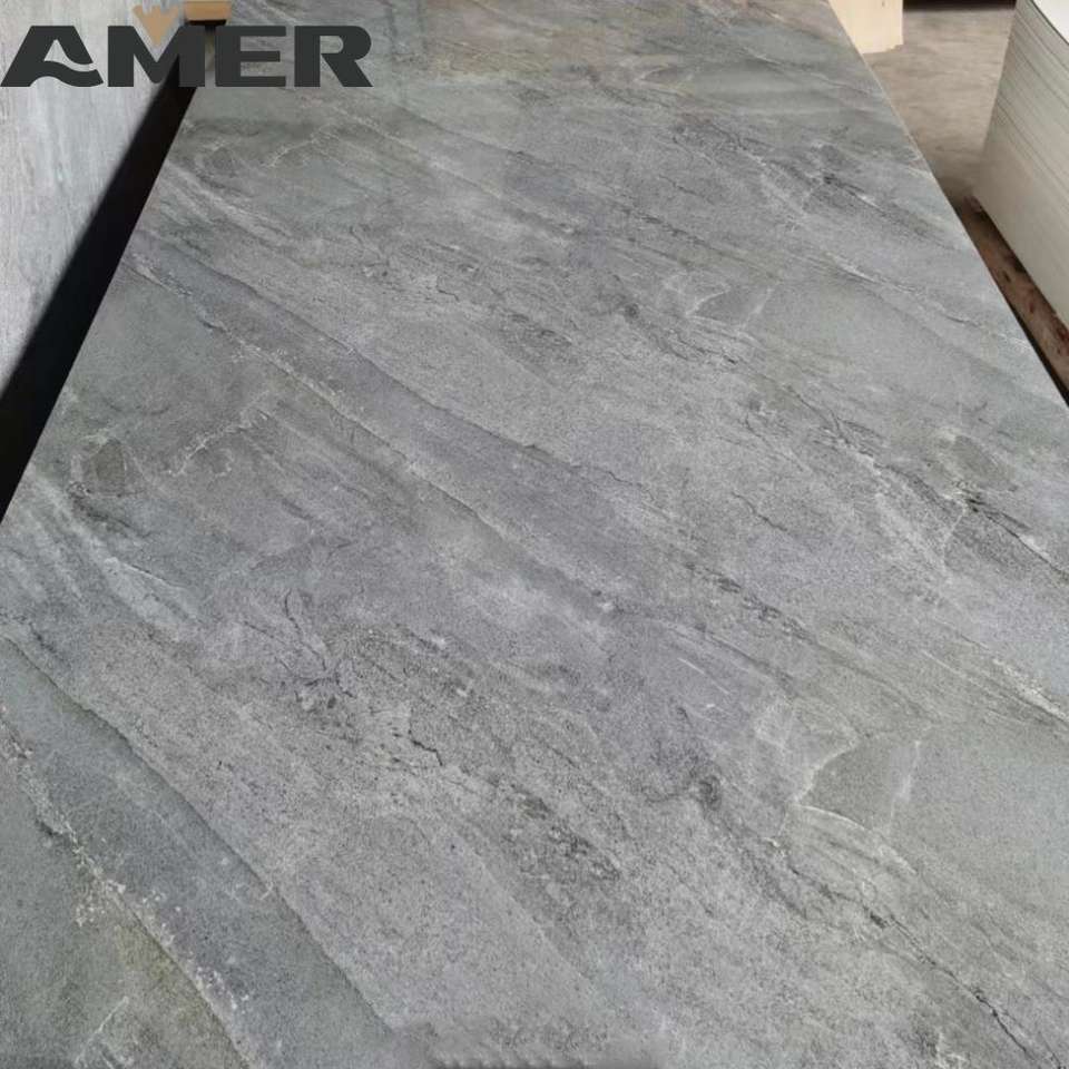 AMER Uv Coated Marble Sheet Pvc Kitchen Cabinets High Gloss Pvc Uv ...