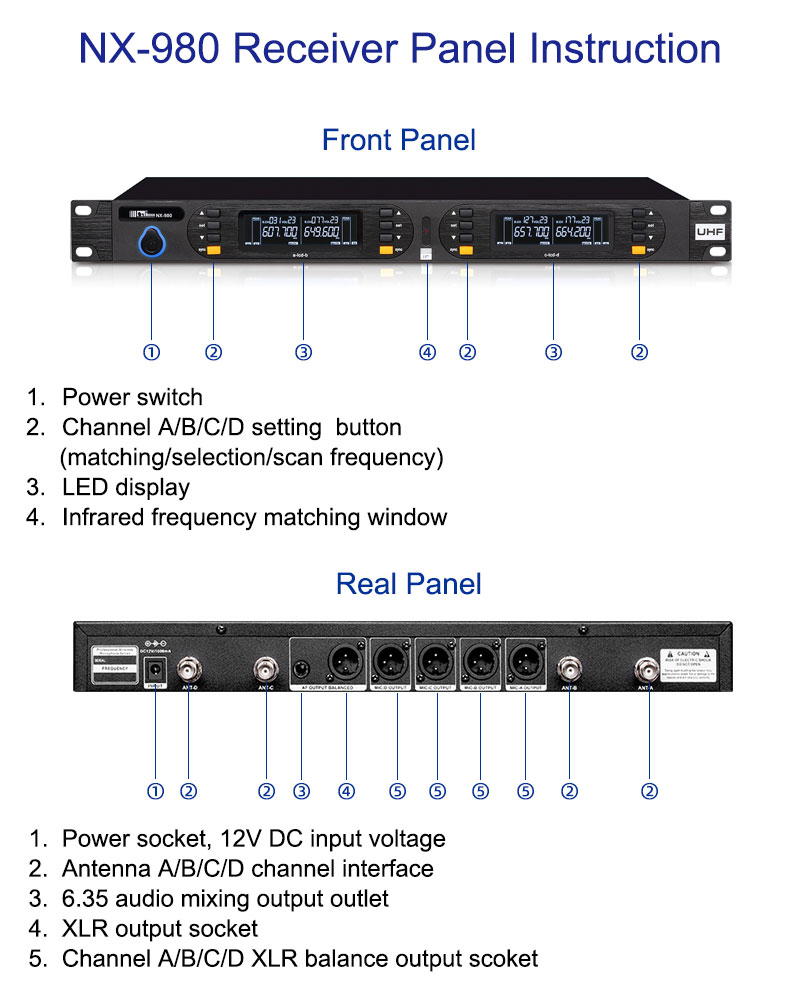 Professional Four Channel Uhf Handheld Wireless Microphone Transmitter ...