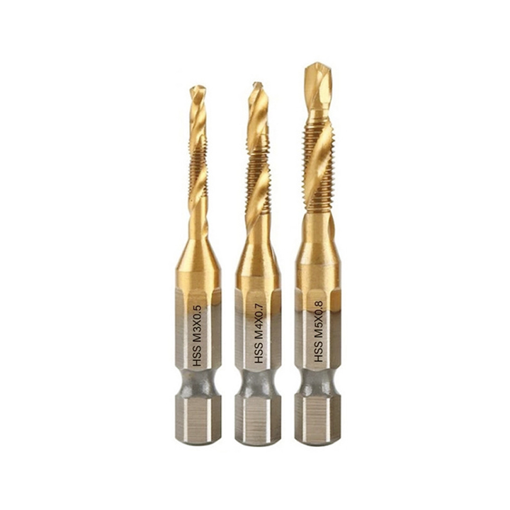 6pcs 1/4 Hex Shank HSS Metric Thread Tap Drill Bits Spiral Trapezoidal ...