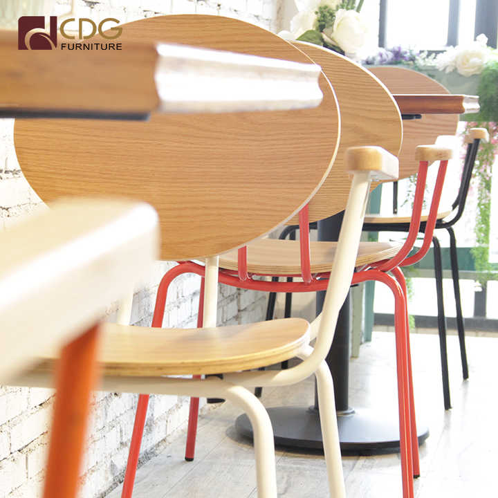 Modern Design Wooden Restaurant Set - 1 Table 2 Chairs