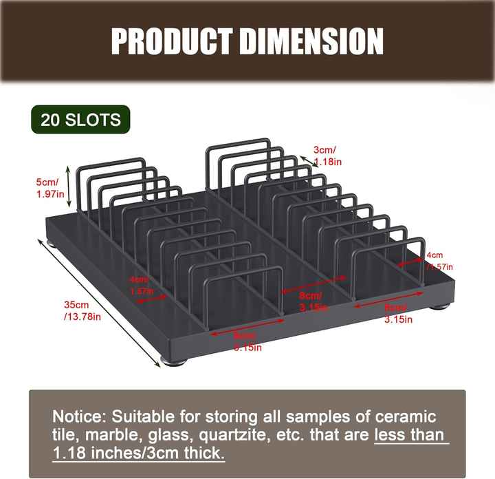 Lukar Portable Countertop Display Rack 20 Slots Small Ceramic Tile ...