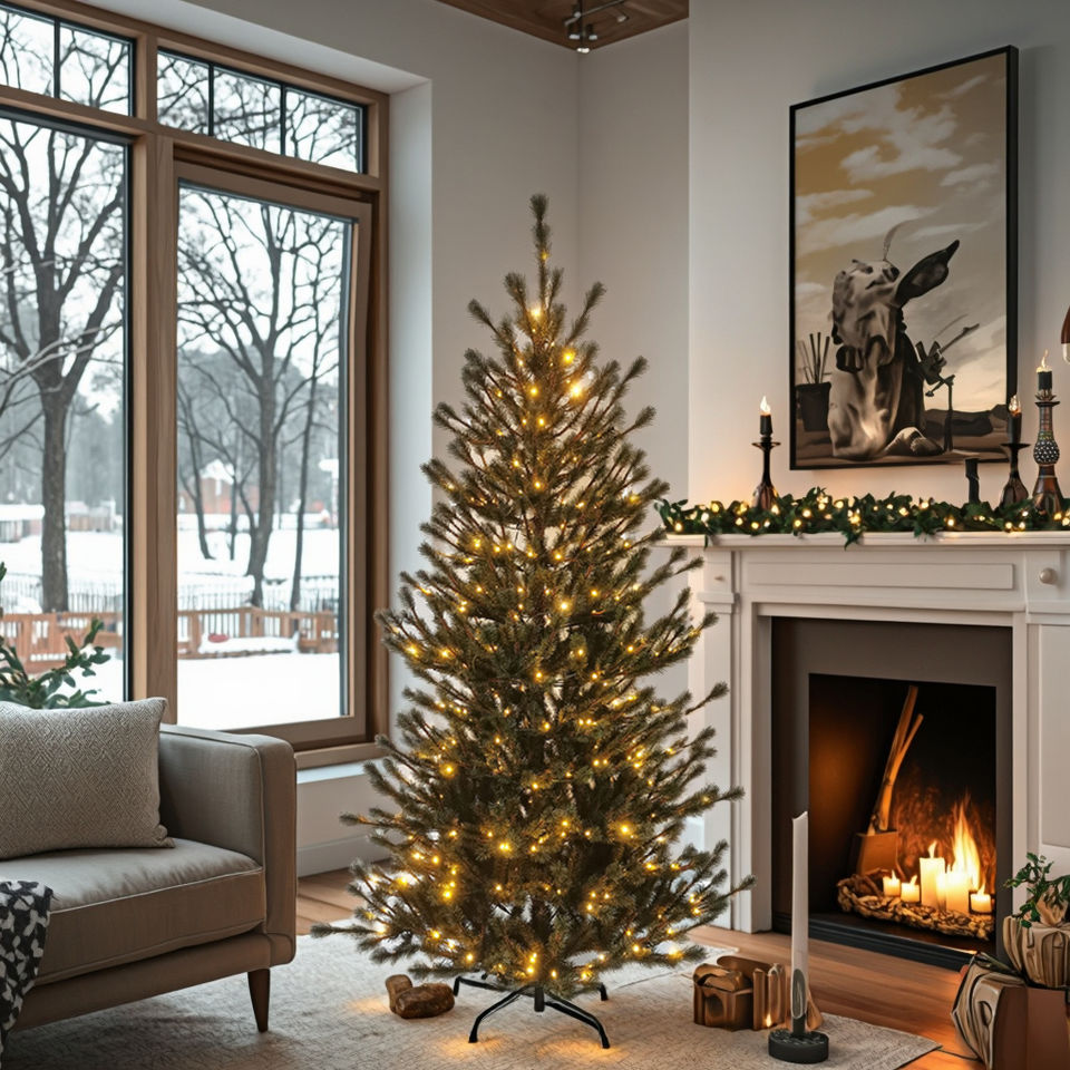 High Quality Pre-Lit Artificial Pine Needle Christmas Tree with LED ...