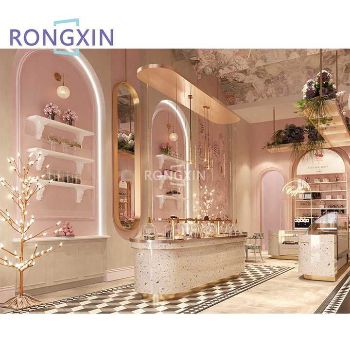 Modern Bubble Tea Shop Counter Design - Stone Dessert Bar