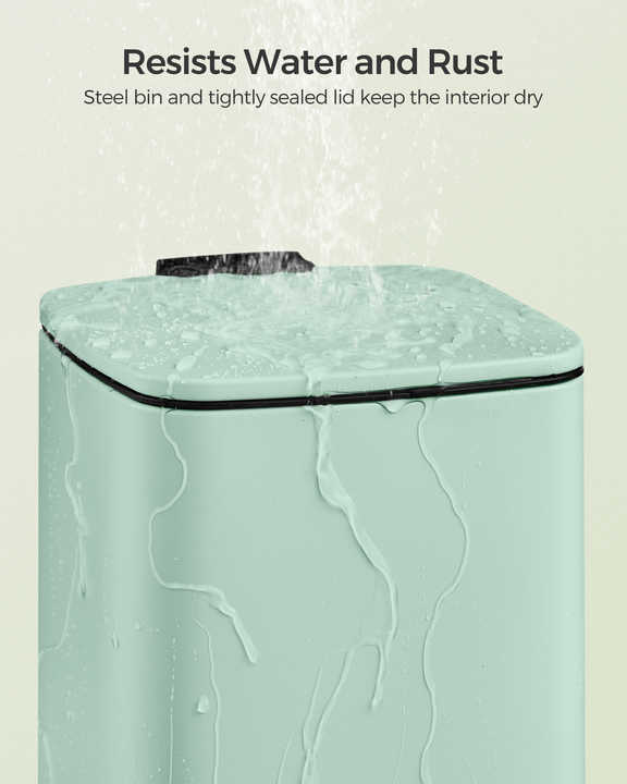 SONGMICS 6L Steel Waste Bin Slim Waste Pedal Bin Rectangular Kitchen ...