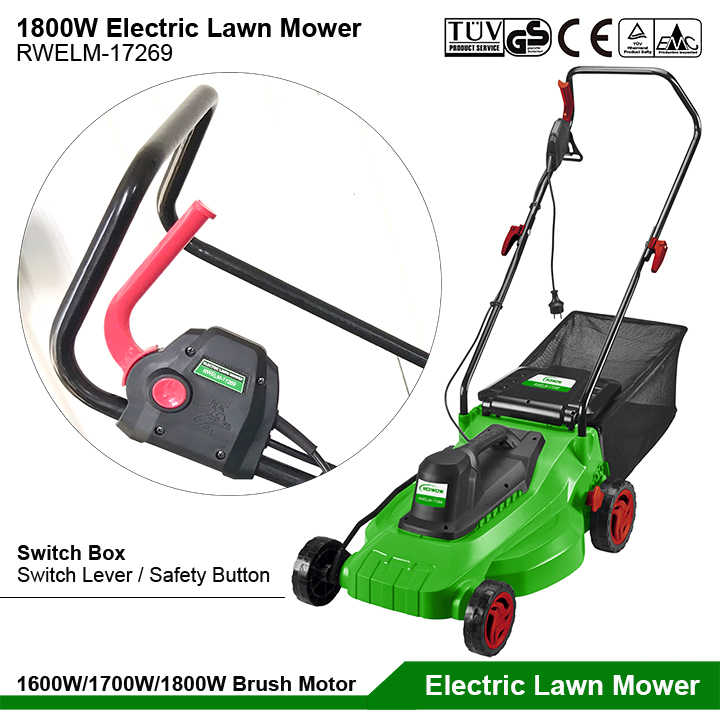 1700W/1800W Electric Power Grass Mowing Machine Hand Push Portable Lawn ...