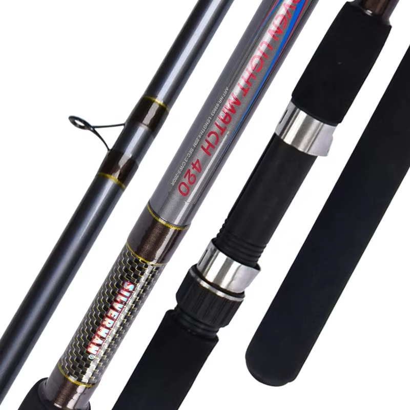 4.2m 3 Section Saltwater Carbon Fishing Casting Surf Rod with Gray ...