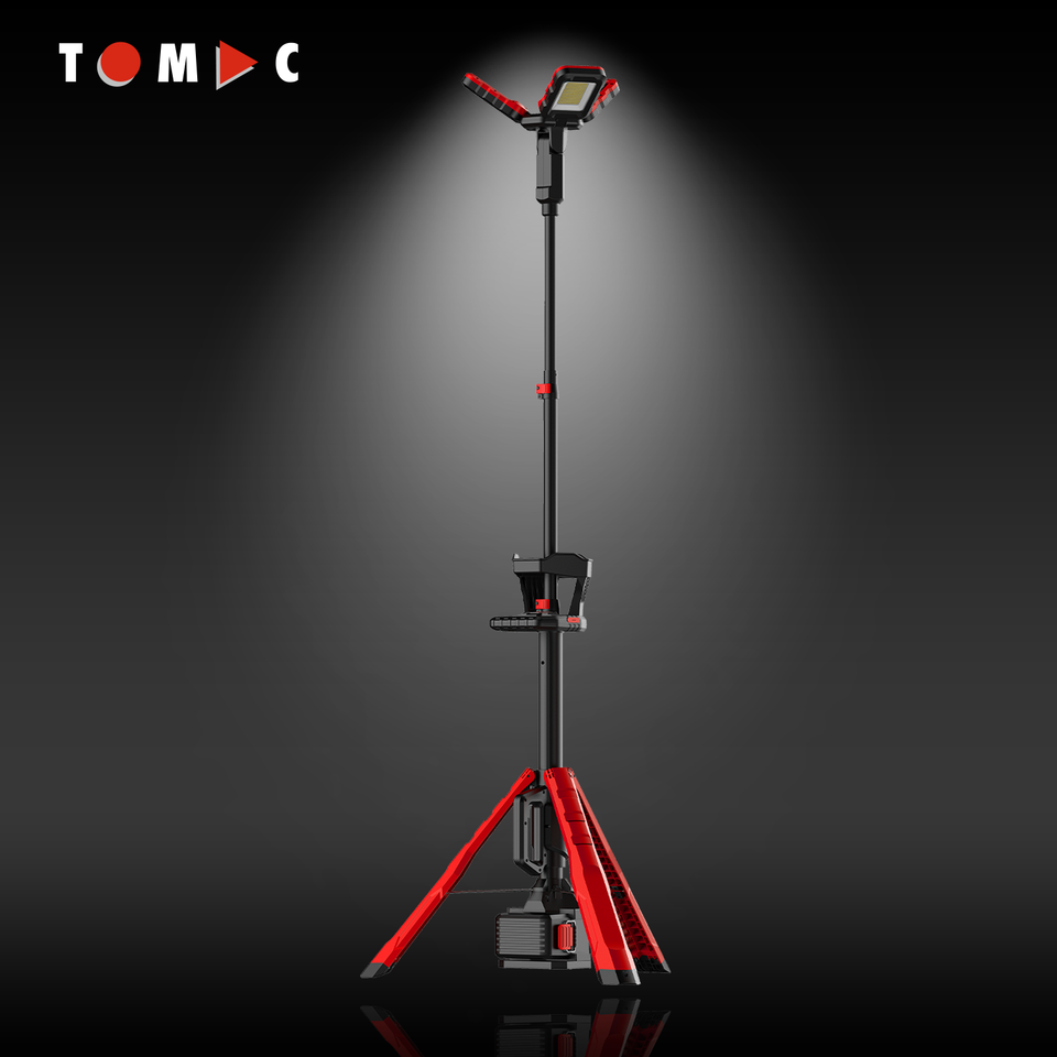 TOMAC Triple-Head 2.3m LED Work Light with Tripod, 10,000 lm Dual-Color ...