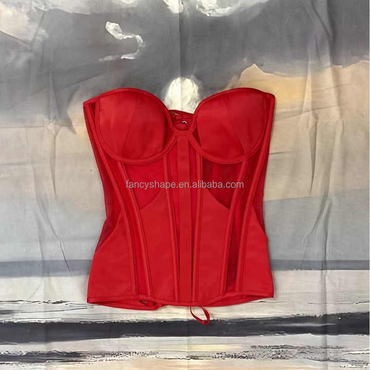 Fancyshape Mesh Corset Top - Deep V, Steel Bones, Shapewear