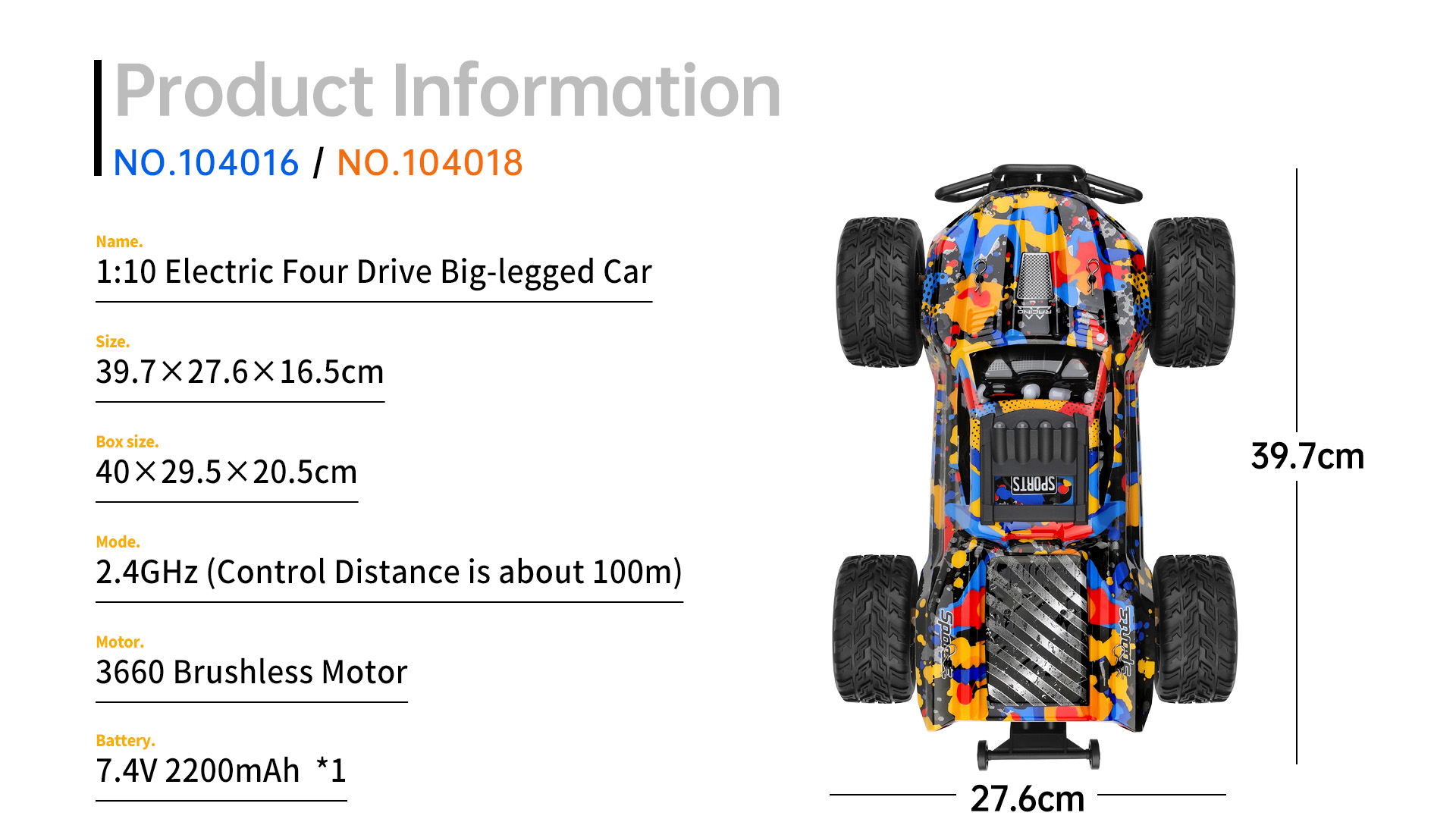 WLtoys 104016 RC Car Brushless 1:10 55KM/H High Speed 4WD Off-Road Racing Radio Control Toys ...