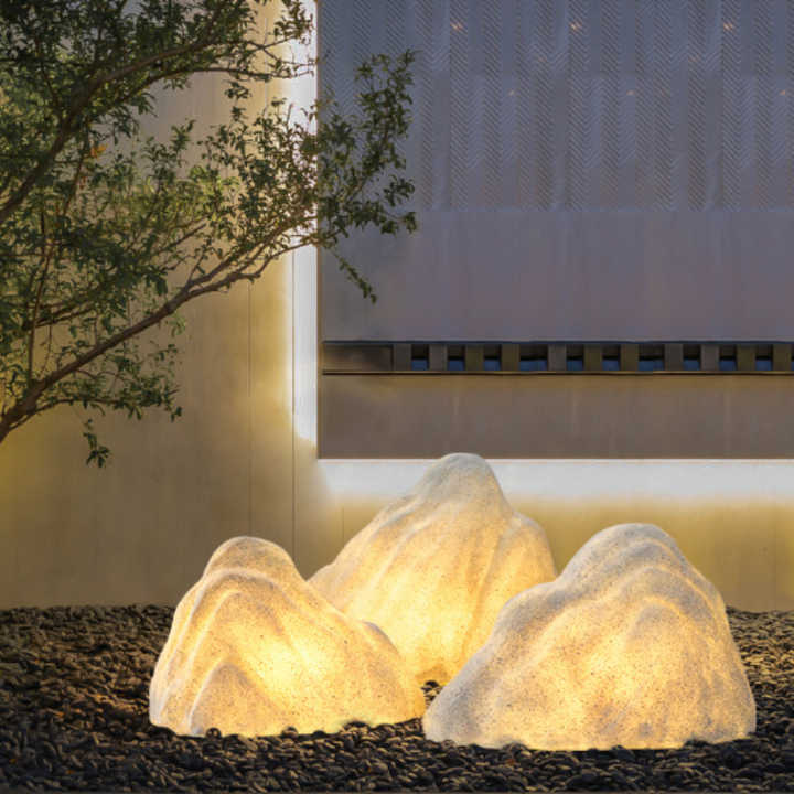 Luminous Stone Lantern Villa Lawn Lamp Simulation Golden Rock Landscape ...