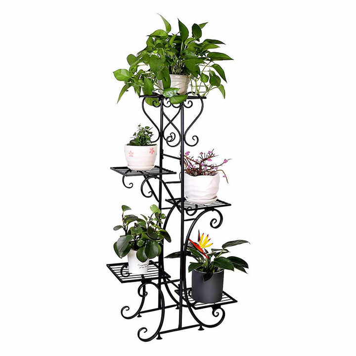 5 Tier Wrought Iron Shelf Plant Rack - Stylish Garden Display