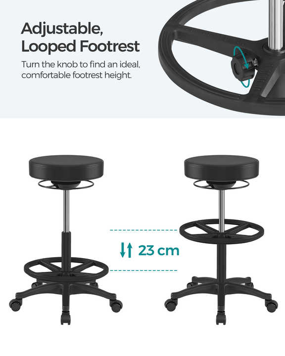 SONGMICS Ergonomic Stool Office Stool Seat and Adjustable Swivel ...