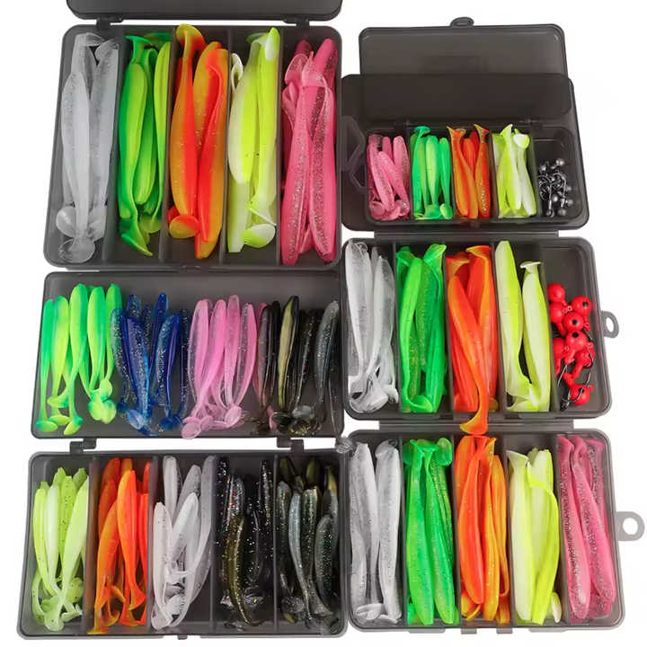 5.5cm 7cm 9cm 12cm 31pcs 33pcs 51pcs 81pcs T-tail Artificial Soft Lure ...