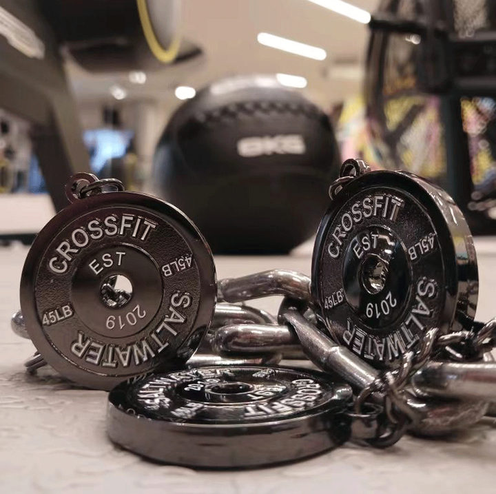 Barbell Dumbbell Charm Weight Fitness Keyring Keychain