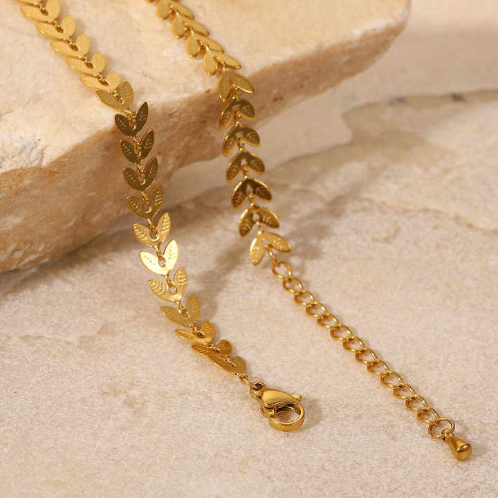 INS Style Leaf Shape Anklet Chain Beach Wear Stainless Steel 18K Gold ...