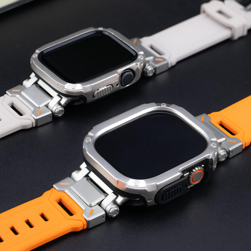 Luxury Sport Rubber Silicone Rm Strap for Apple Watch Metal case with ...
