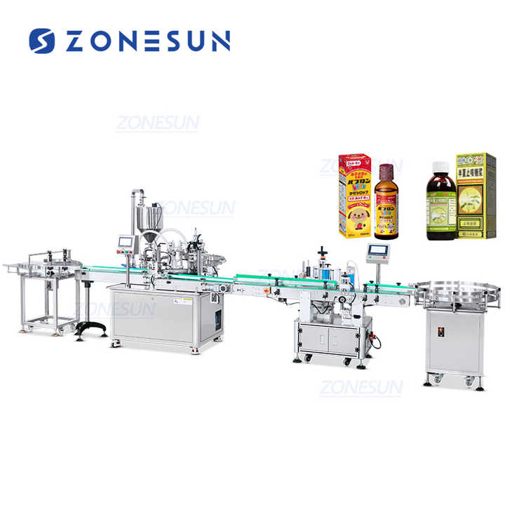 ZONESUN ZS-FAL180F4 Full Automatic Syrup Bottle Monoblock Rotary Filling Capping and Labeling ...