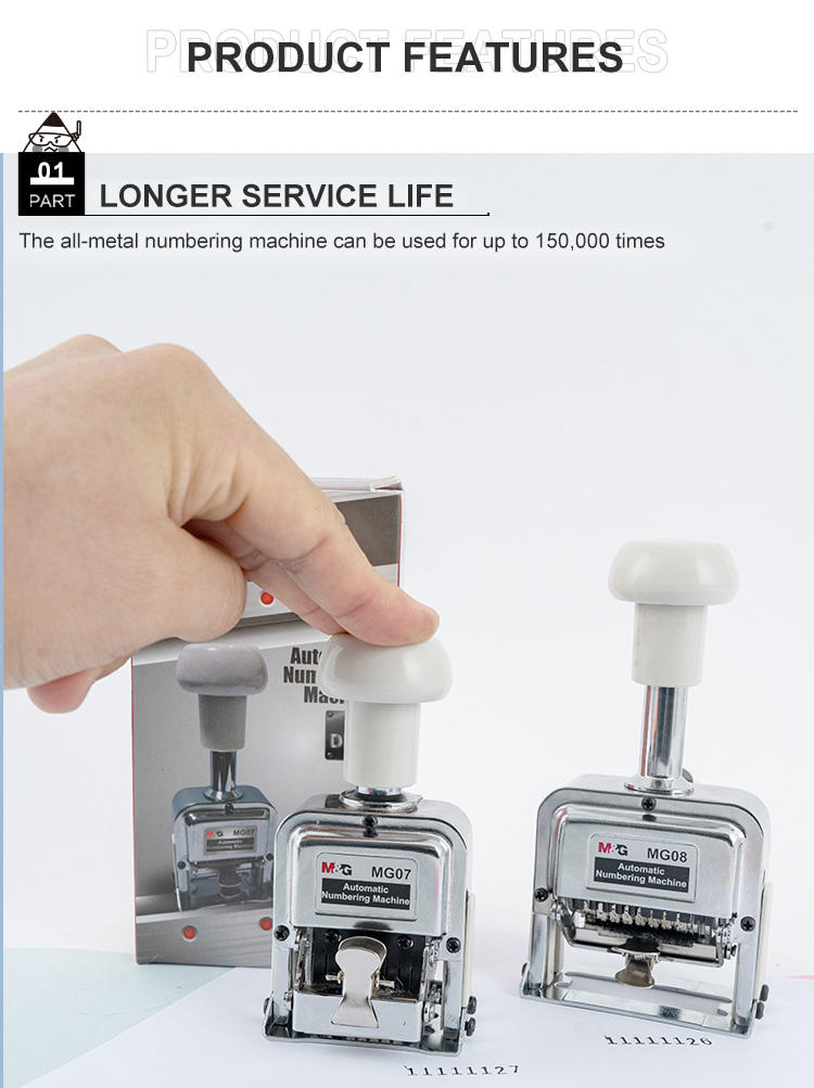 Durable M&G Stainless Steel Full Metal Numbering Machine 8 Digit Office ...