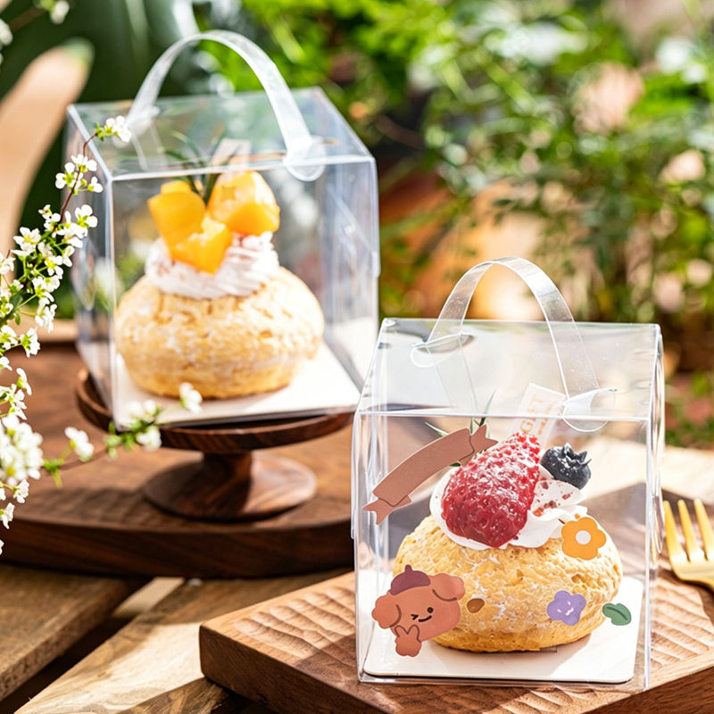 Wholesale Small Clear Plastic Cake Box Square Mini PET Dessert ...