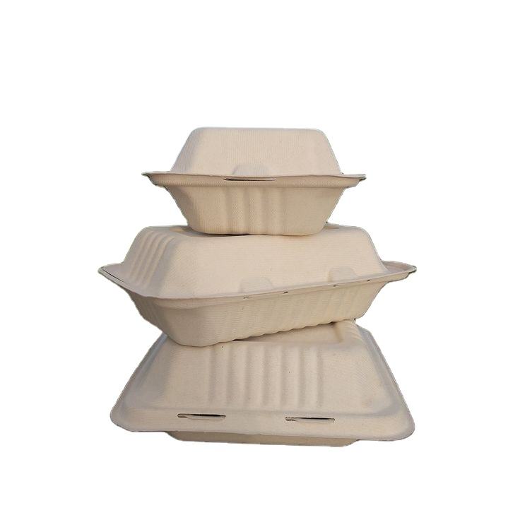 ZLZK Disposable Bagasse Biodegradable 450ml with Lid Burger Clamshell ...