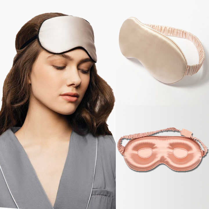 3D Contoured Cup Sleeping Silk Eye Mask for Light Blocking