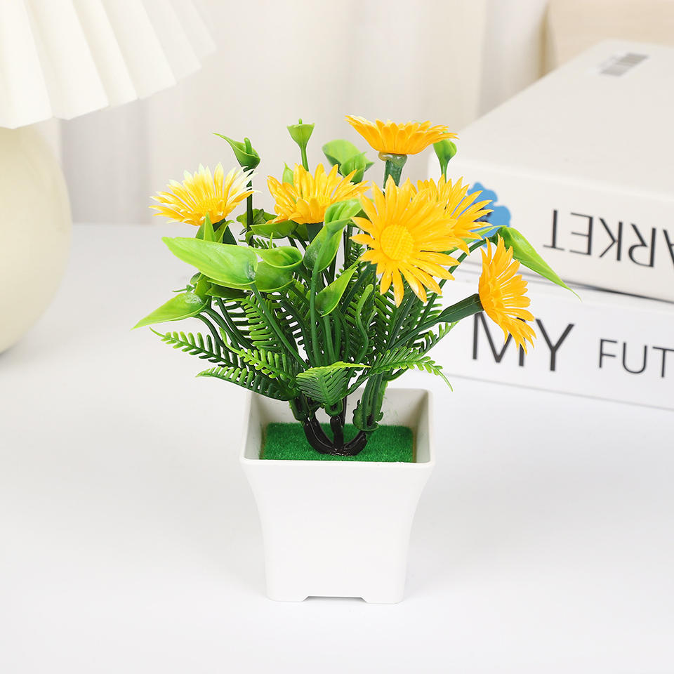 Artificial Pot Flowers Small Fake Plants with Pot Mini Potted Flower ...