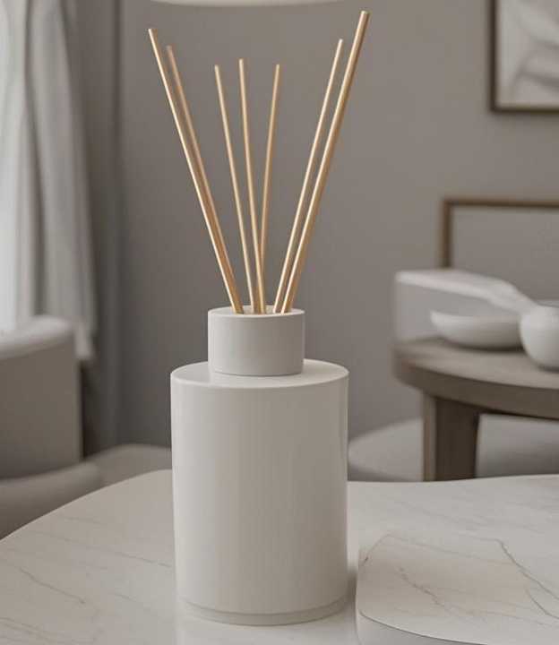 Matt White Reed Diffuser Glass Bottle Round Custom Empty 120ml 130ml
