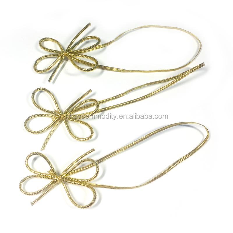 OKAY Customized 1.5mm Gold Metallic String Elastic Pre-tie Bow Stretch ...