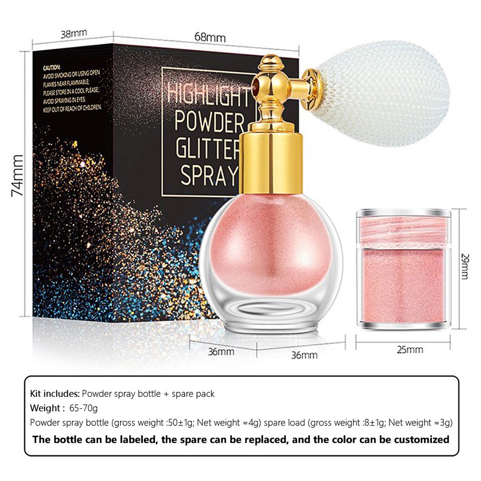MLM Custom Makeup Fashion Highlighter Powder Spray High Gloss Glitter ...