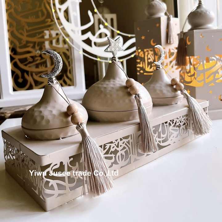 Jusee Ramadan Decorations 2026 Ramadan Metal Tray Modern Plate Muslim ...