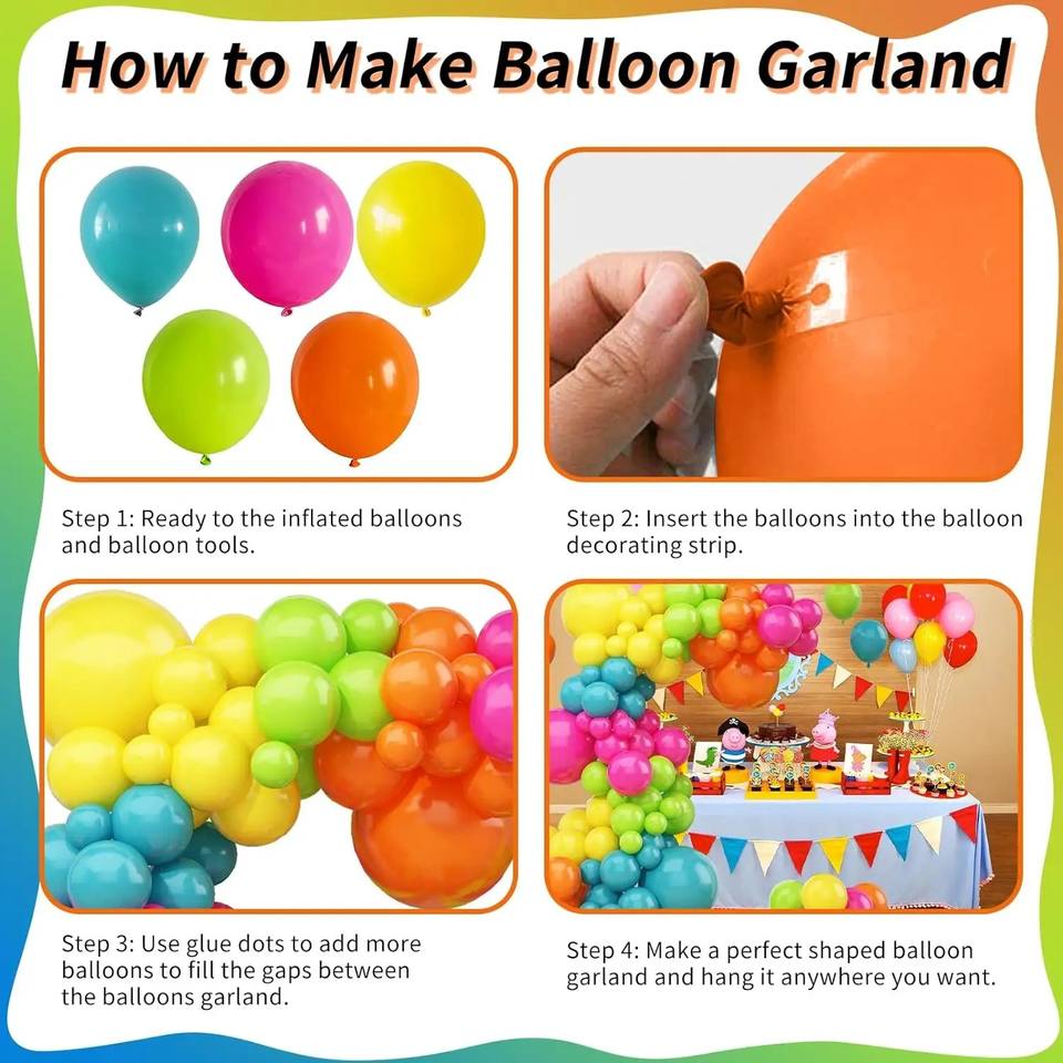 100pcs Eco-friendly Colour Balloons Different Sizes 18" 12" 10" 5 ...