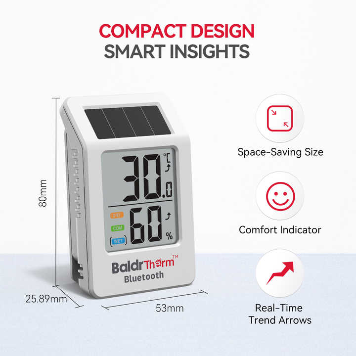 BaldrTherm Modern WiFi Digital Hygrometer Thermometer Smart Home Solar ...