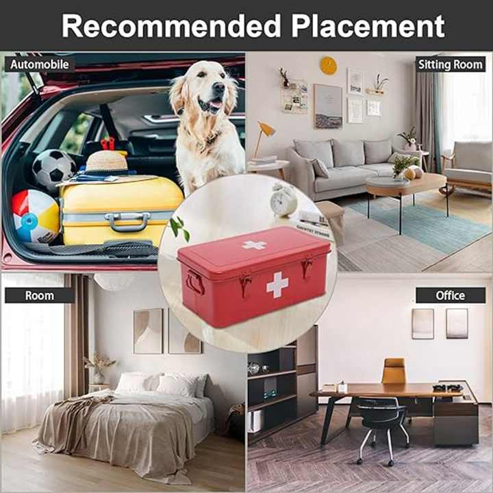 Durable Metal Storage Tin Trauma Box Medical First Aid Box with Safety ...