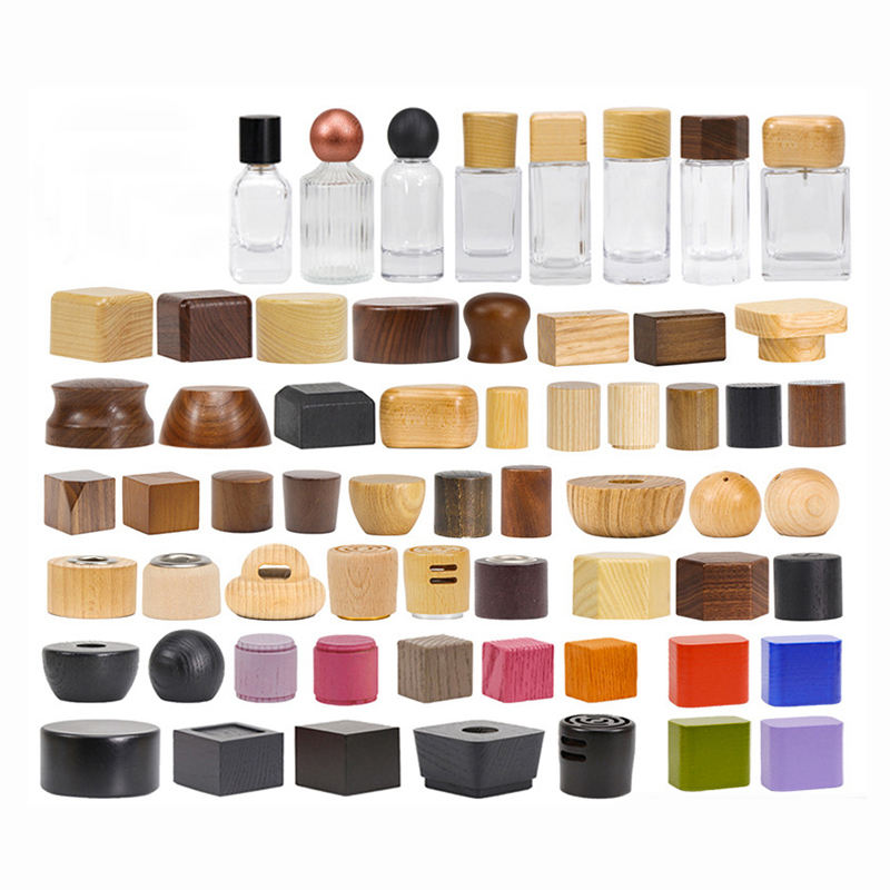 Customized Wooden Perfume Bottle Caps - Colored & Engraved