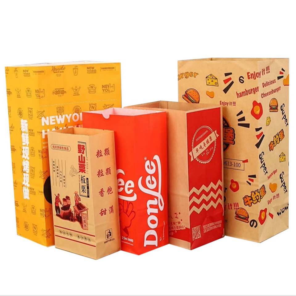 KFC Hamburger Food Packaging Paper Bag One-time Oil Proof Takeout Kraft ...