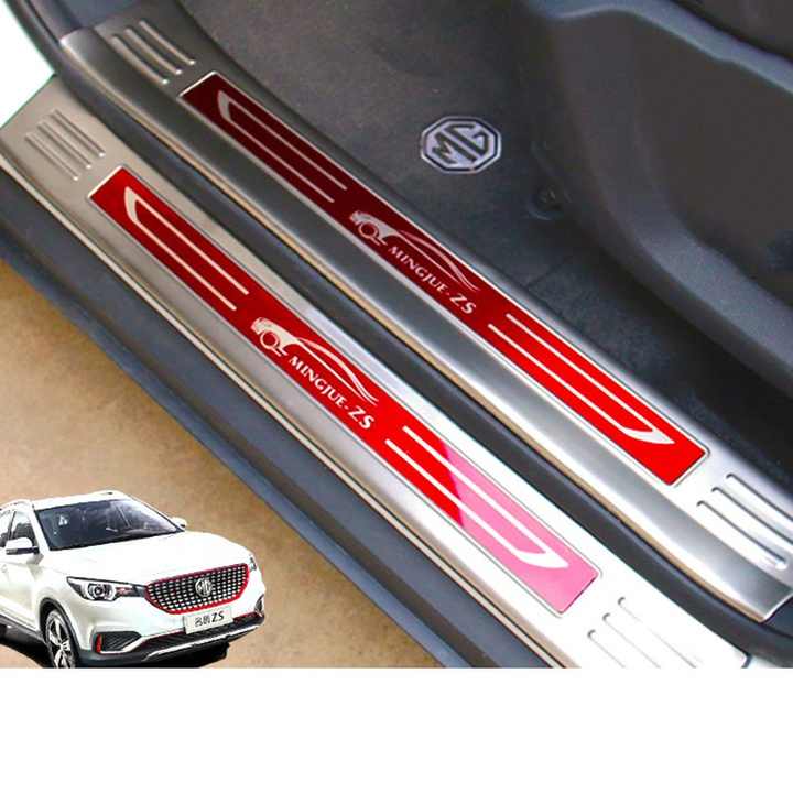 stainless steel car door threshold sill cover panel for mg zs 2018 2019 2020 2021 2022 anti scratch interior accessories auto