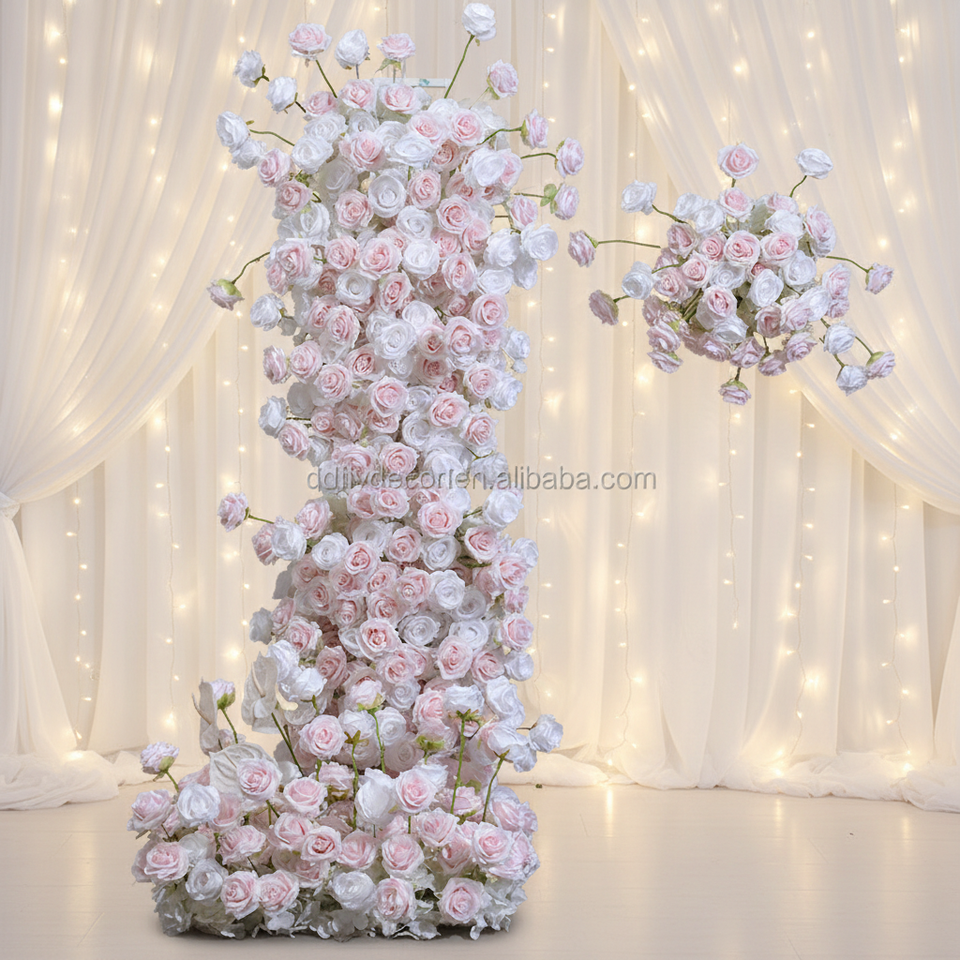 Romantic pink Silk Cake Towerhigh Quality Artificial Flowers Adjustable ...