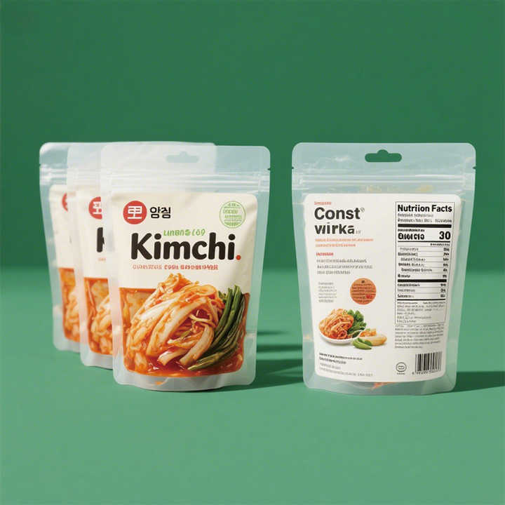 Custom Printed Plain Kimchi Packaging Bag Pickle Storage Three Side ...