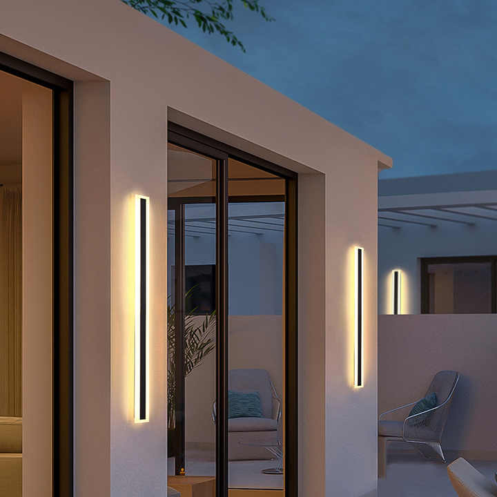 Outdoor Garden Light Linear Wall Lamp Ip65 19w Dimmable Warm White Long ...