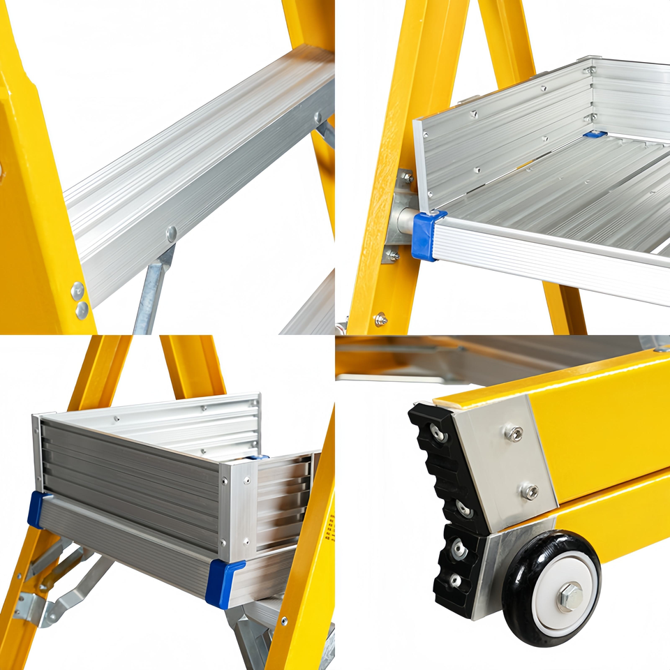 Industrial Design Strength Fiberglass Large Platform Ladder 8 Steps ...