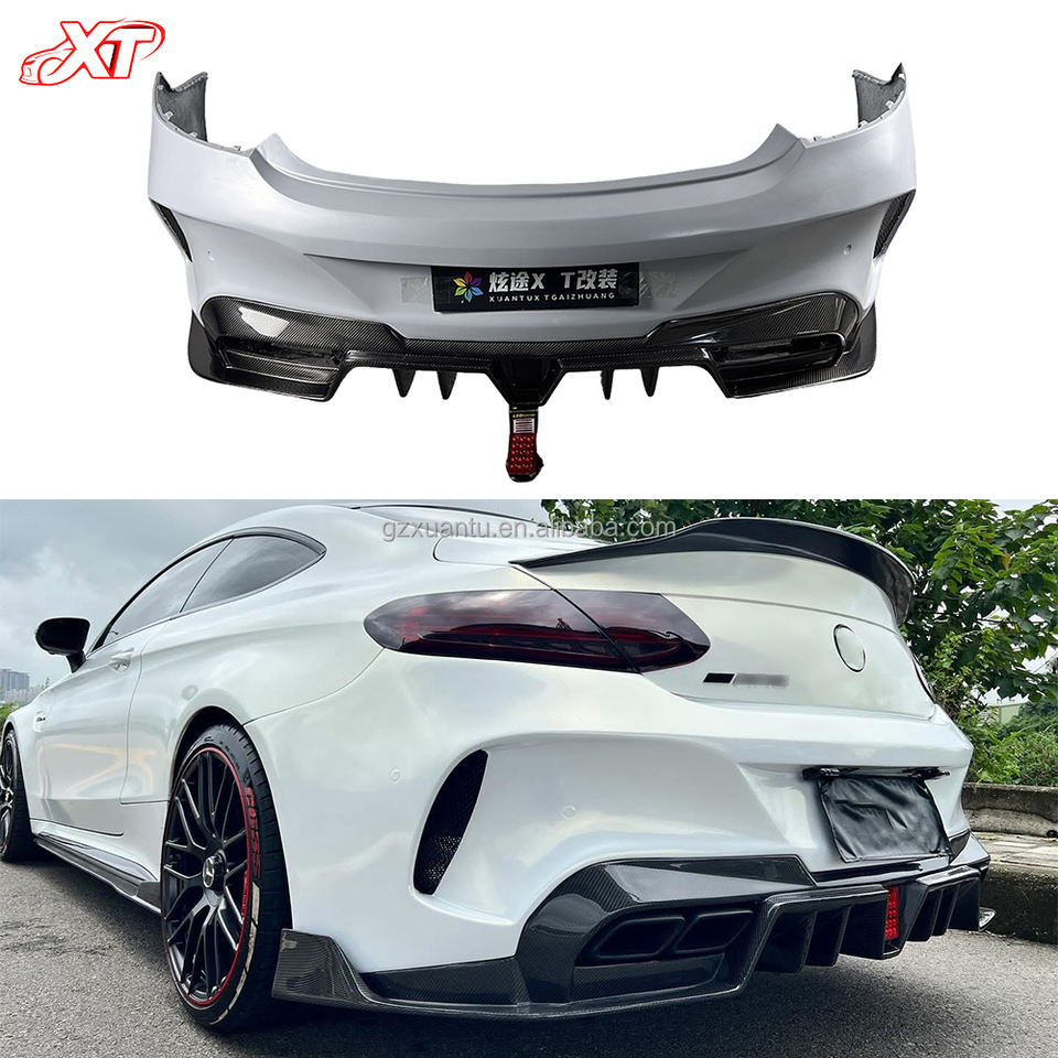 Kit de Carrocería con Parachoques Trasero de Fibra de Vidrio Estilo C63 ...