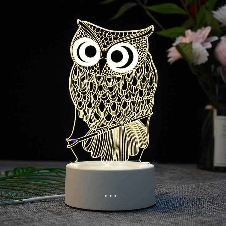 Owl Night Light Custom Decor Light 3D Lamp Led Table Lamps Desk Table ...
