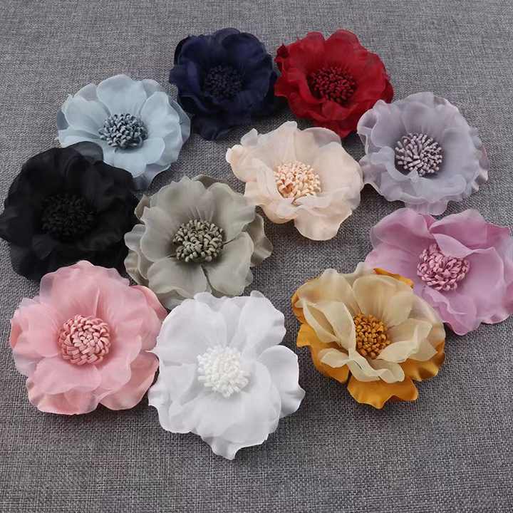 ZSY 10CM Large Handmade Fabric Flowers for Clothes Decoration DIY Hair ...