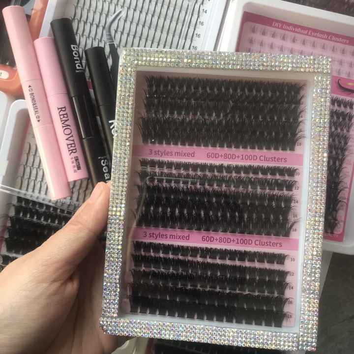 Hand Made Segment Mix Curl Korean Pbt Fiber Fan Eyelashes Natural ...