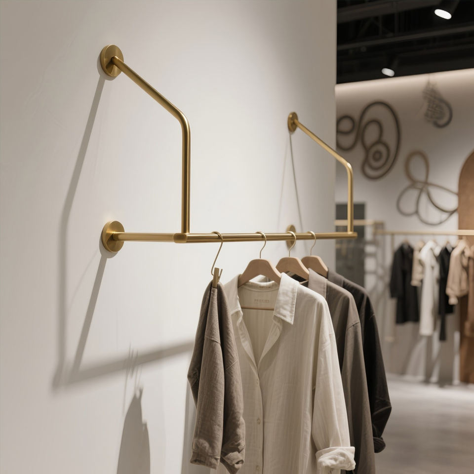 Original Factory Clothing Store Furniture Gold Wall Mounted Clothing ...