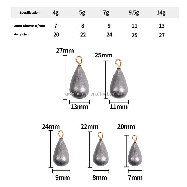 Water-Drop-Shaped Twist Ring Fishing Sinker Chain Hook Water-Drop ...